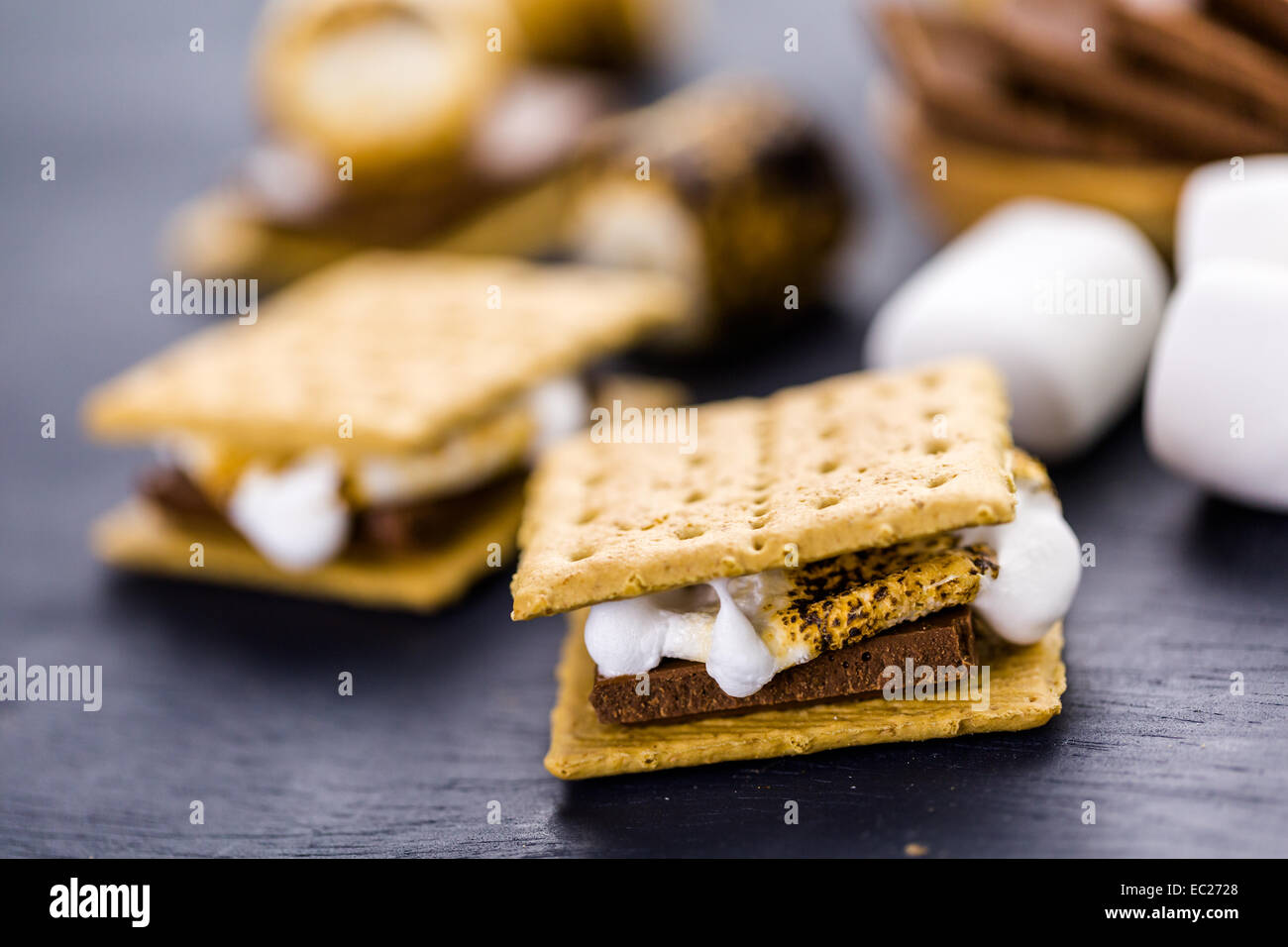 Freshly toasted smores with large white marshmallows Stock Photo - Alamy