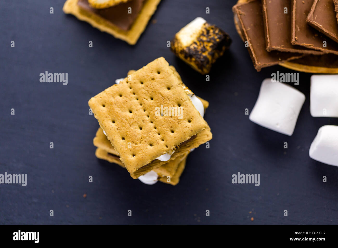 Freshly toasted smores with large white marshmallows Stock Photo - Alamy