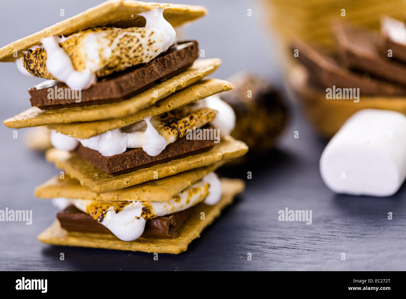 Freshly toasted smores with large white marshmallows Stock Photo - Alamy