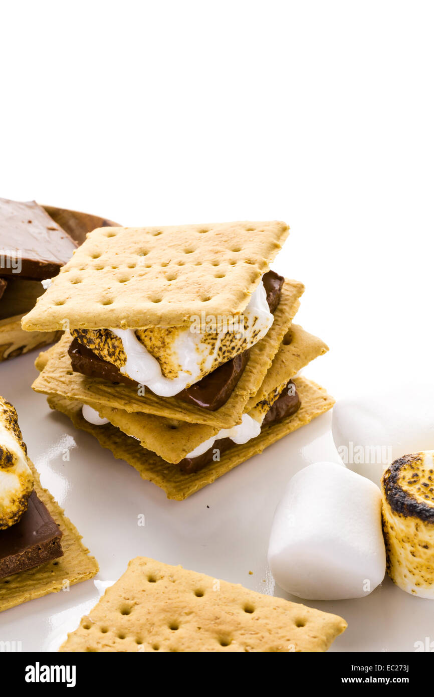 Freshly toasted smores with large white marshmallows Stock Photo - Alamy
