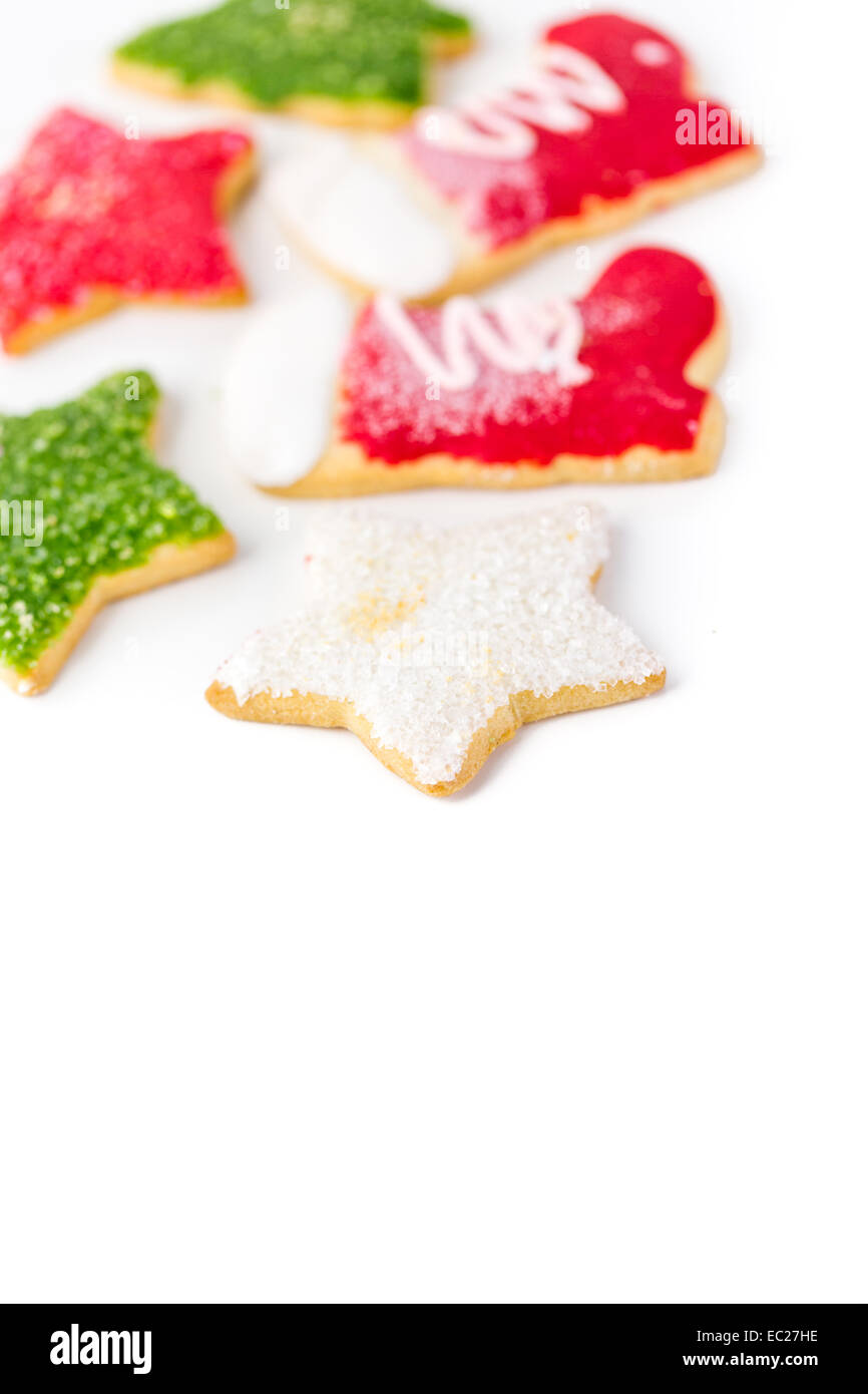 Variety of colorful Christmas cookies on a white background Stock Photo ...
