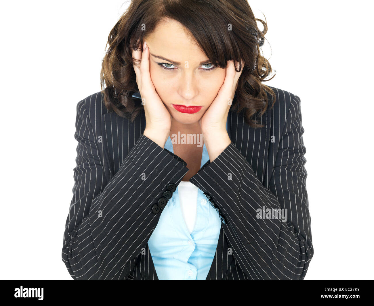 Bored Angry Young Business Woman Stock Photo - Alamy
