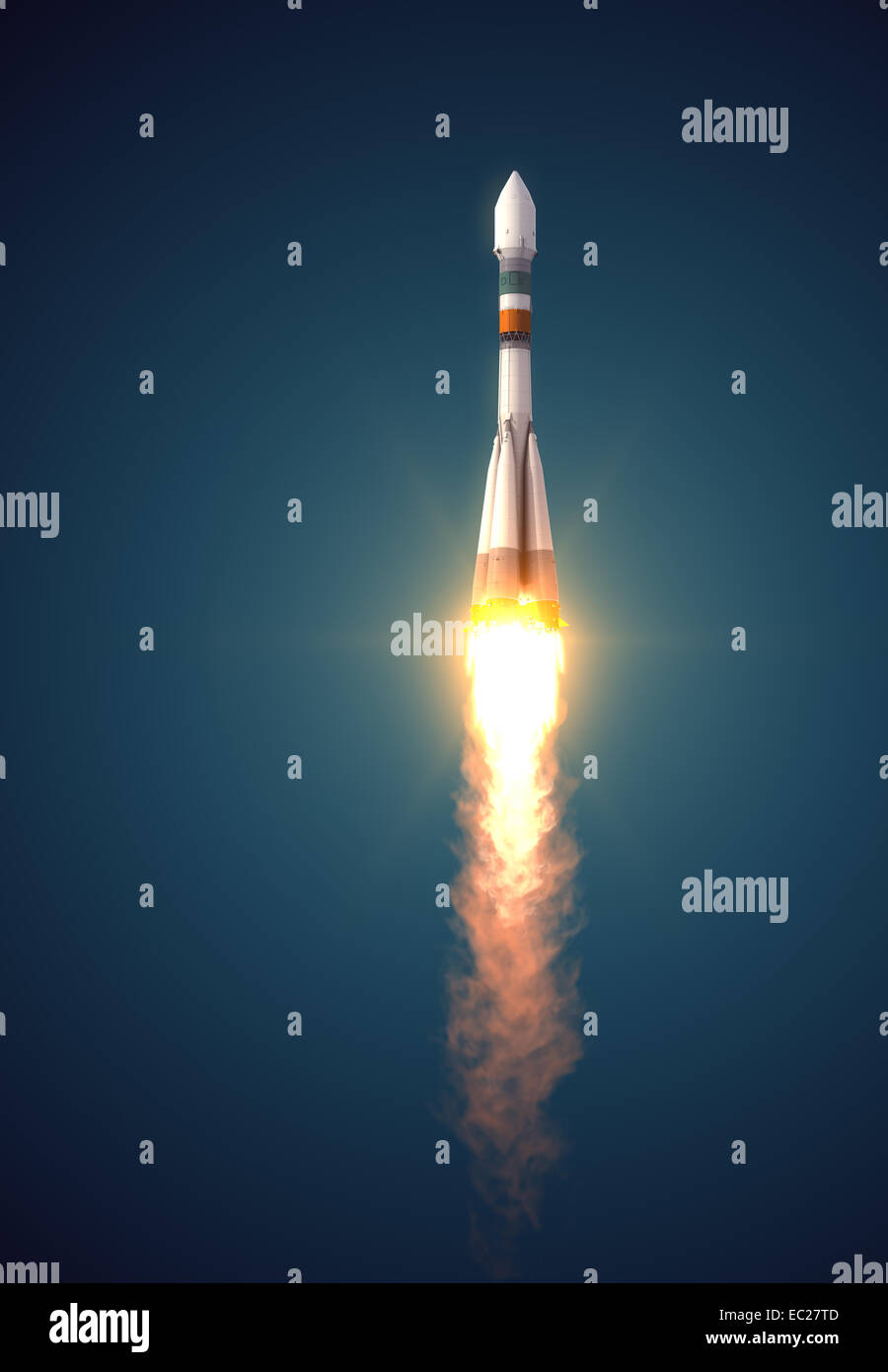 Carrier Rocket "Soyuz-Fregat" Takes Off. 3D Scene Stock Photo - Alamy