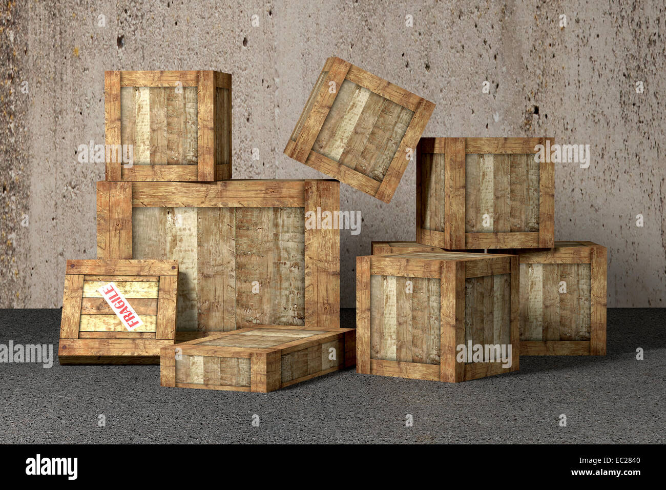 3d render open wooden crate hi-res stock photography and images - Alamy