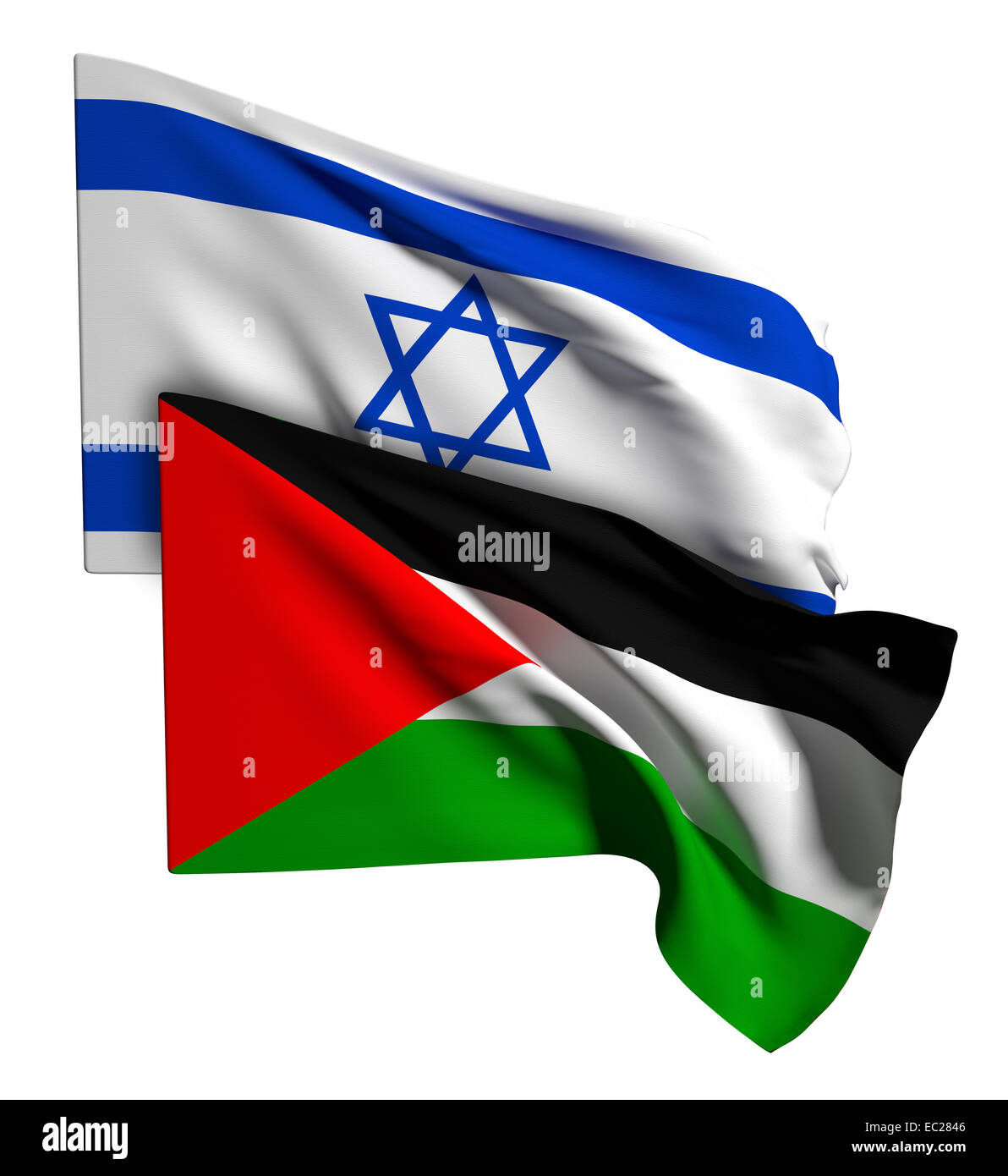 3d rendering of an israel and palestine flags Stock Photo - Alamy