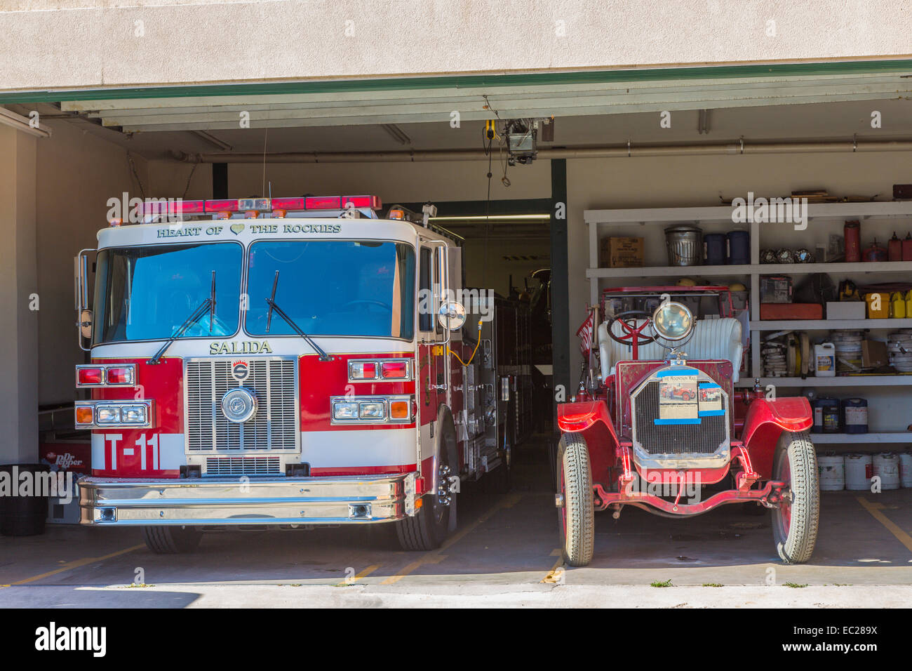 Fire department in downtown area of historic old city of Salida in the ...
