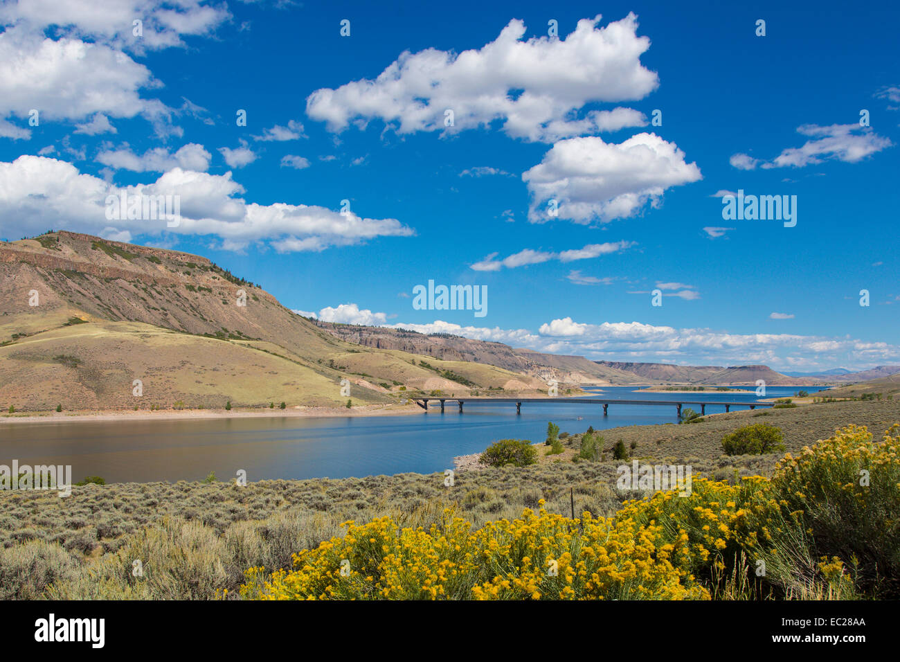 Bridge over Gunnison River along Route 50 in the Rocky Mountains of ...