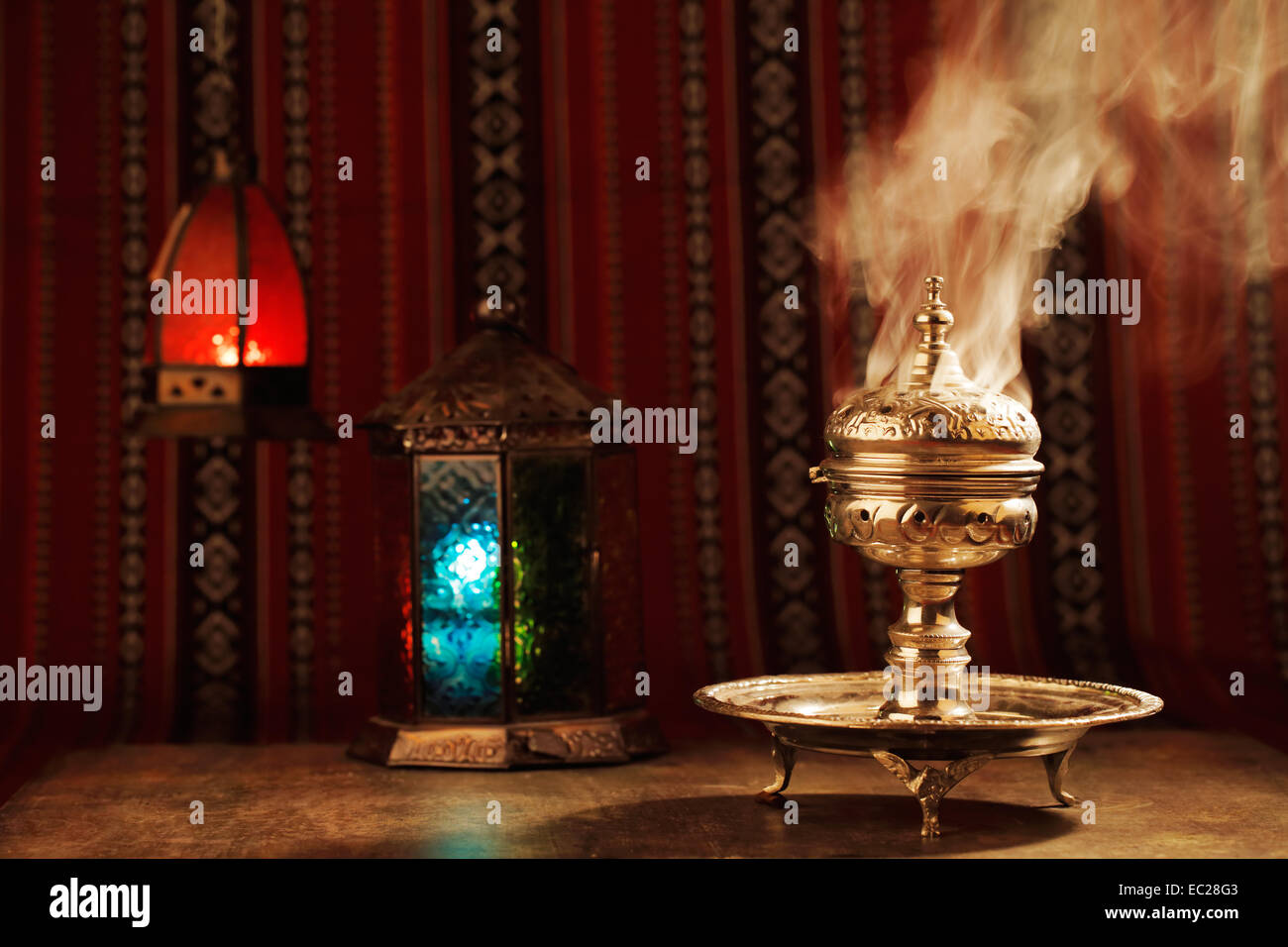 Bukhoor is usually burned in a mabkhara in many Arab countries Stock ...