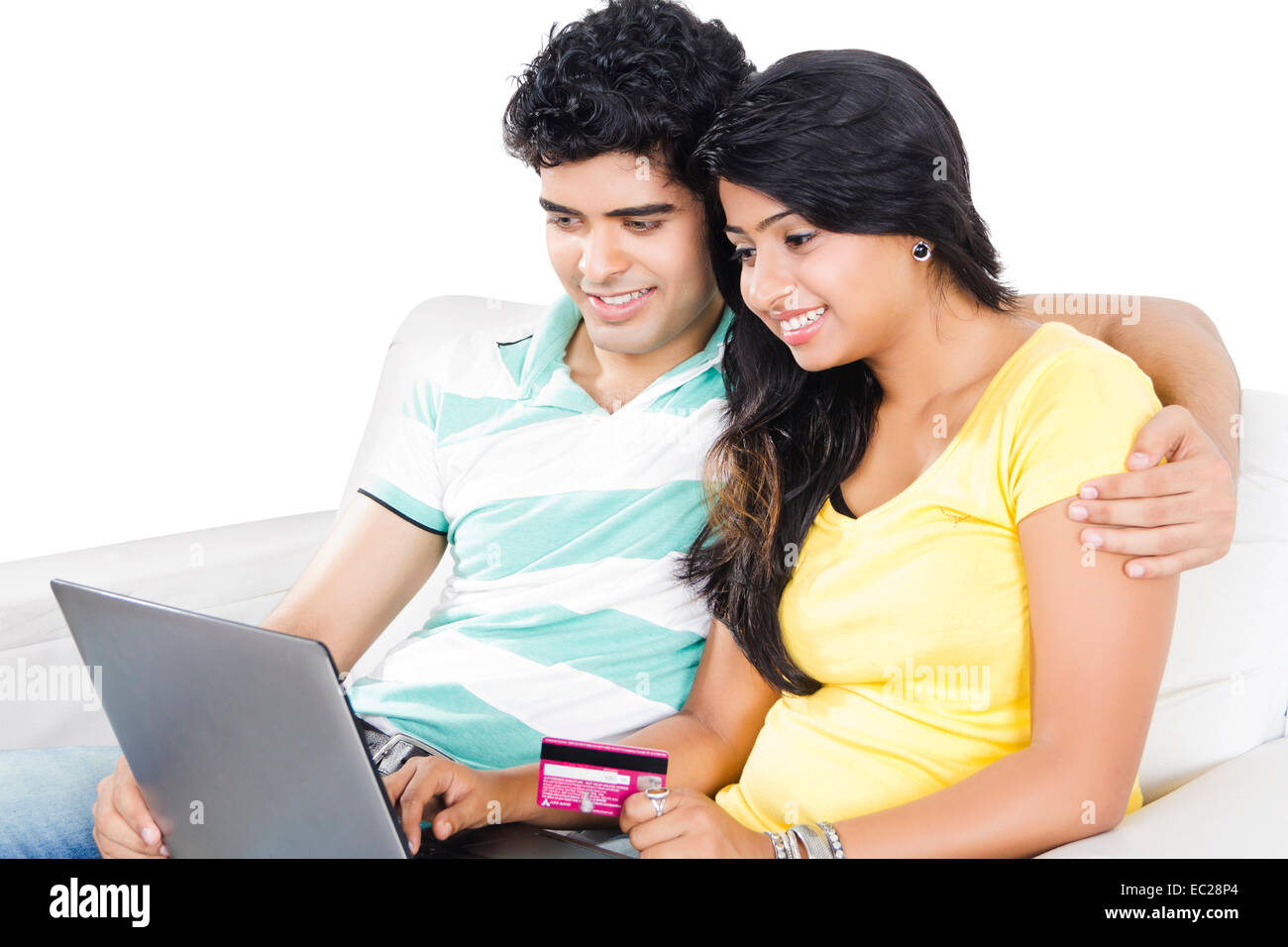 indian couple Online shopping Stock Photo - Alamy