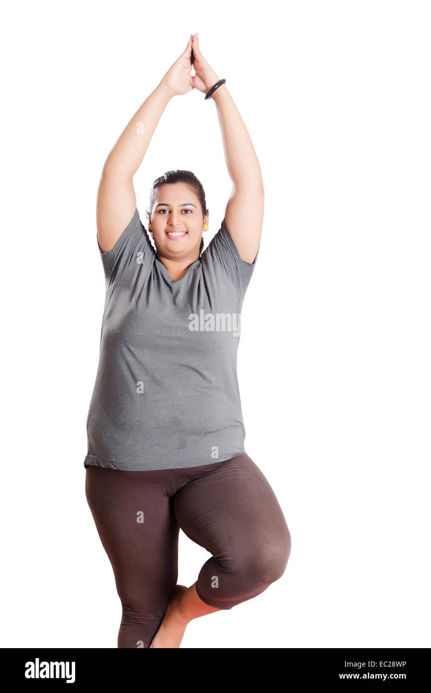 indian Obese Lady Yoga Stock Photo - Alamy
