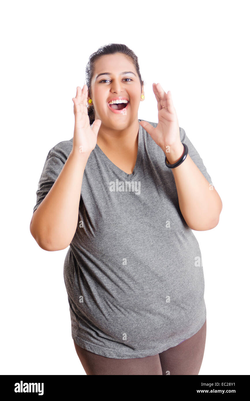 indian Obese Lady fun Stock Photo - Alamy