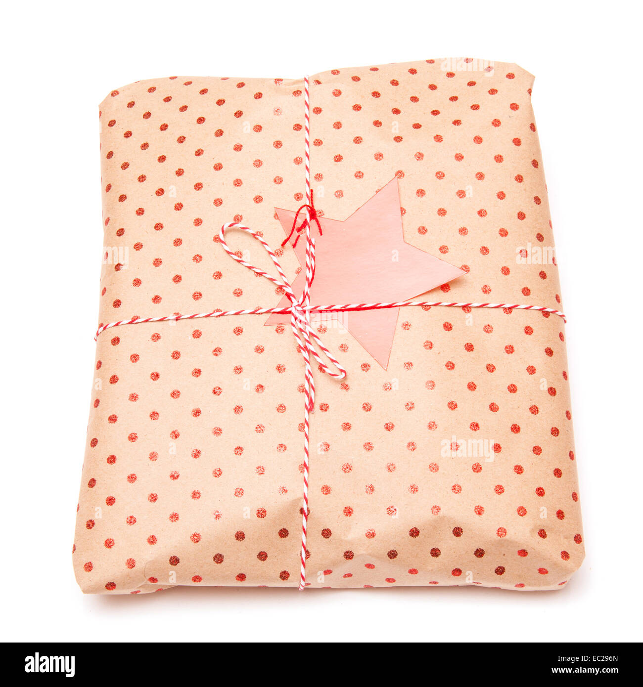 Gift wrapped parcels or presents isolated on a white studio background ...