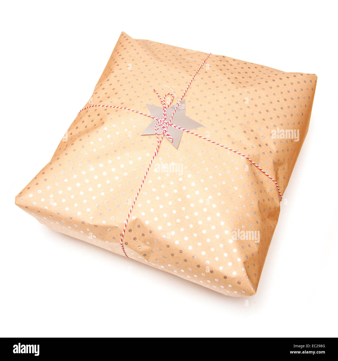 Gift wrapped parcels or presents isolated on a white studio background ...