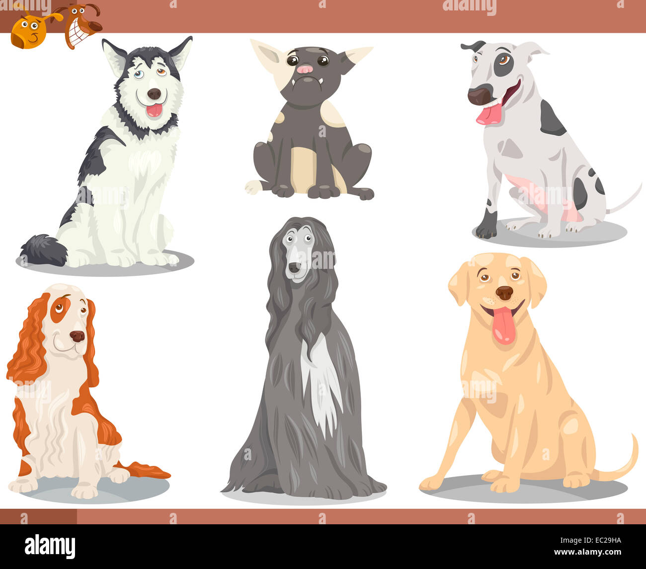 Cartoon Illustration of Funny Purebred Dogs Pets Set Stock Photo - Alamy