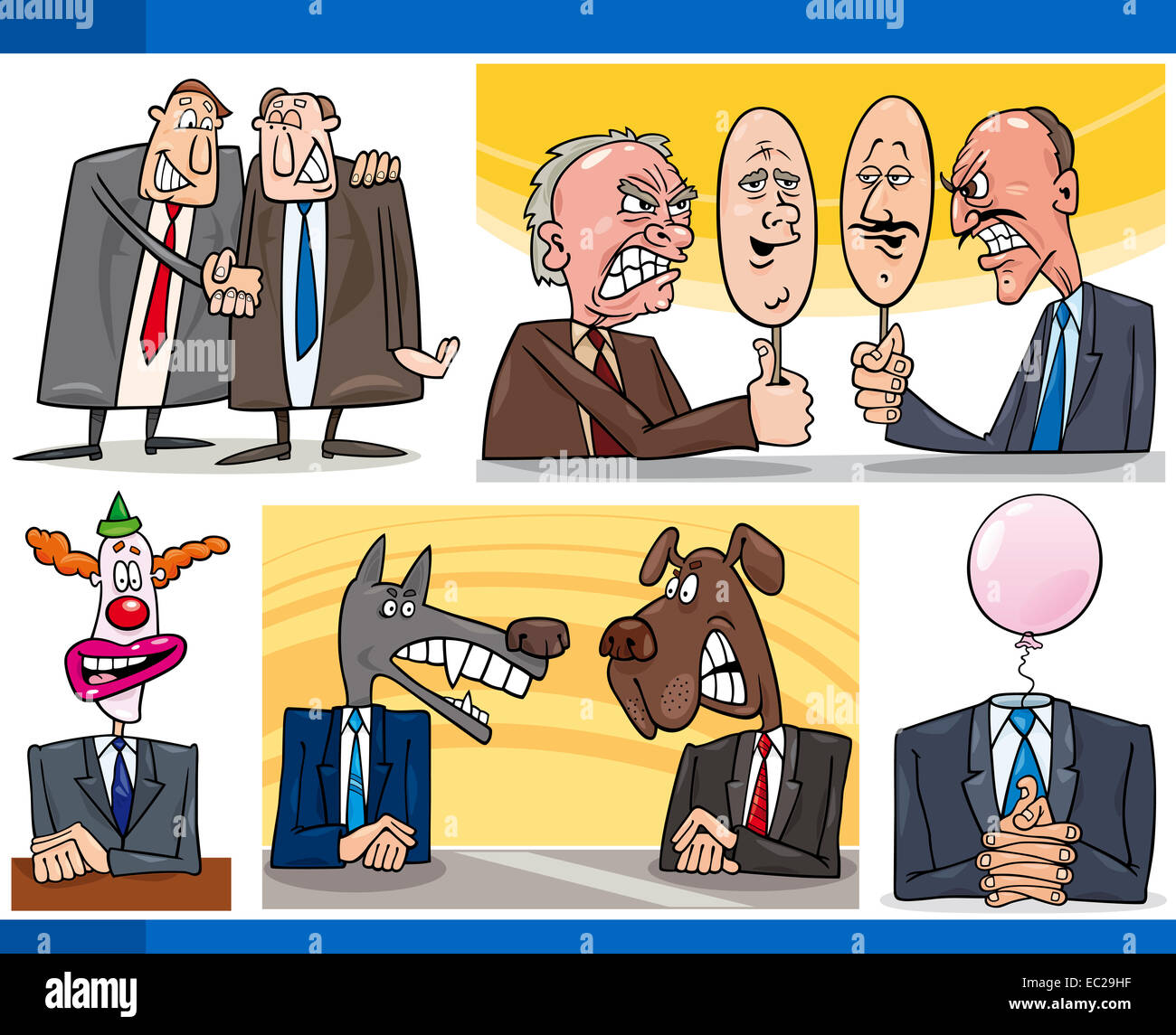 Illustration Set of Humorous Cartoon Concepts or and Metaphors of ...