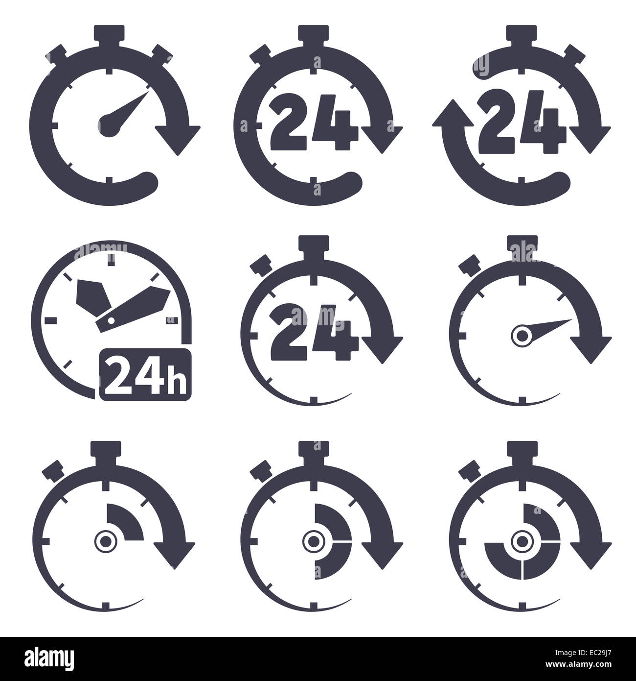 24 hour clock face illustration hi-res stock photography and images - Alamy