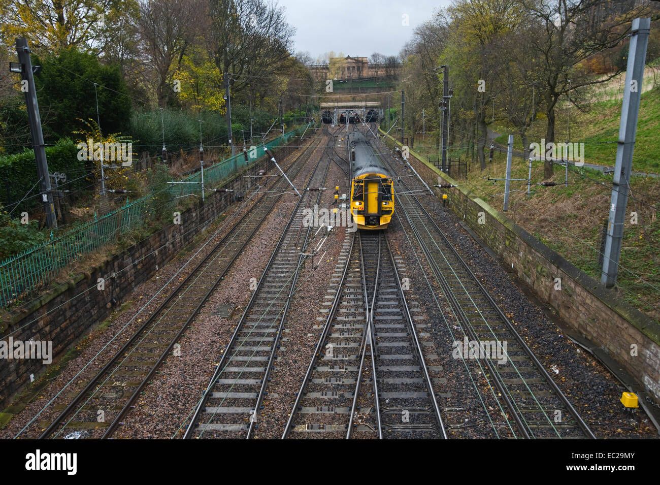 Railway running through city centre Edinburgh Scotland UK Stock Photo ...