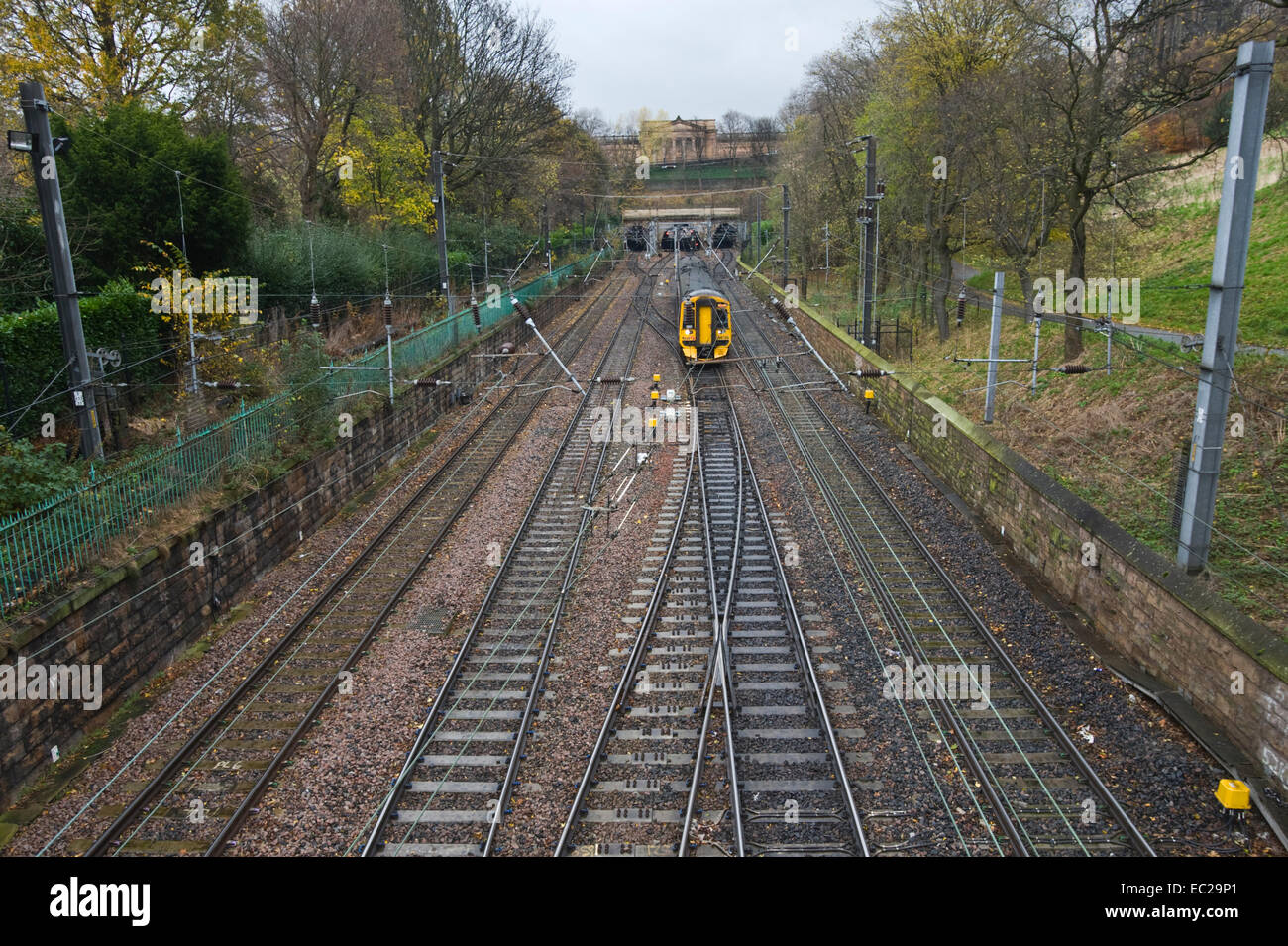 Railway running through city centre Edinburgh Scotland UK Stock Photo ...