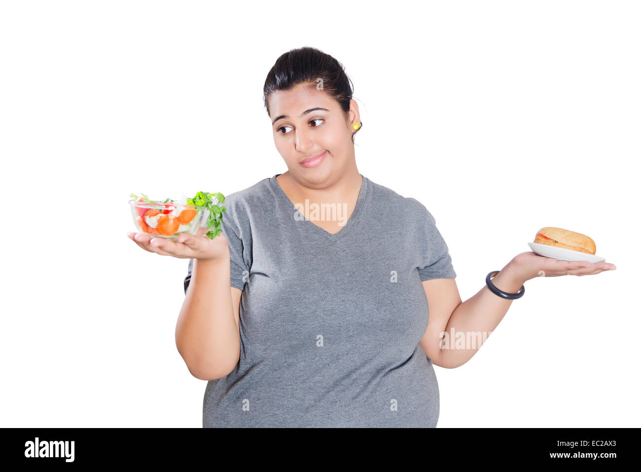 indian Obese Lady Dieting fat Control Stock Photo - Alamy