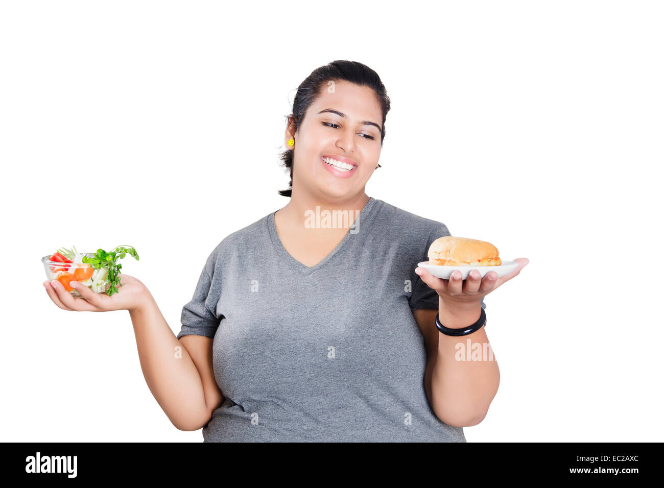 indian Obese Lady Dieting fat Control Stock Photo - Alamy