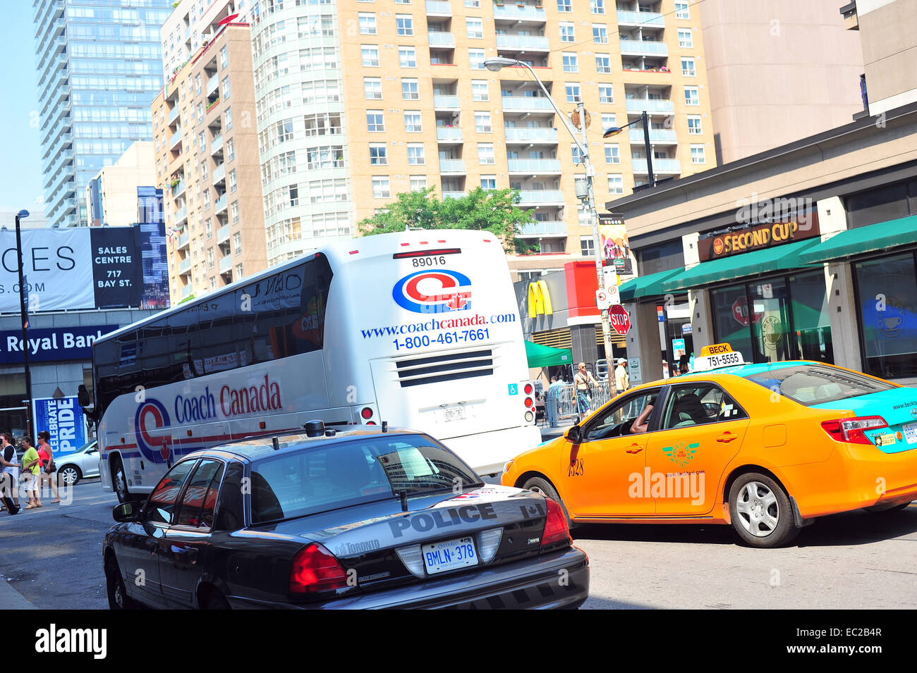 Downtown Toronto traffic at the 2014 World Pride in Toronto Stock Photo ...