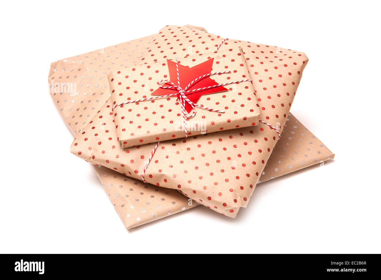 Gift wrapped presents isolated on a white studio background Stock Photo ...