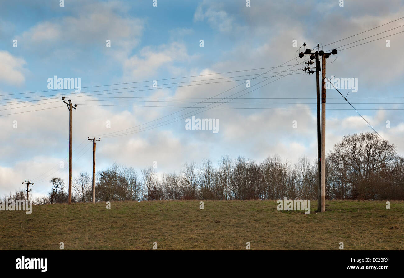 Electricity power lines and poles Stock Photo - Alamy