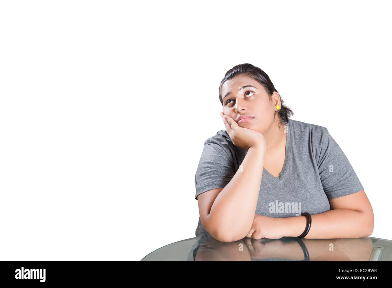 indian Obese Lady Thinking Stock Photo - Alamy