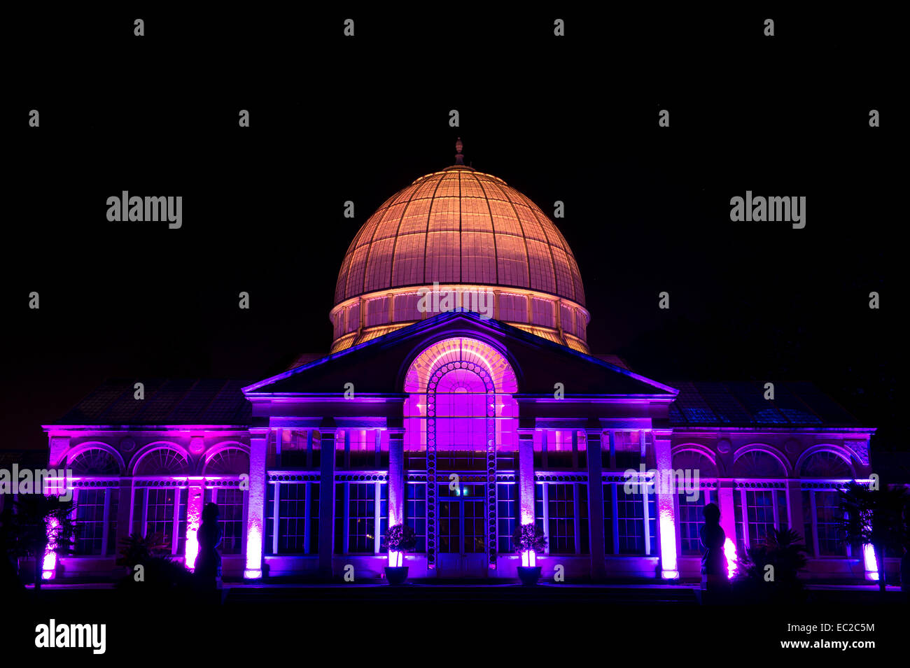 Syon House Great Conservatory illuminated with coloured lights at ...