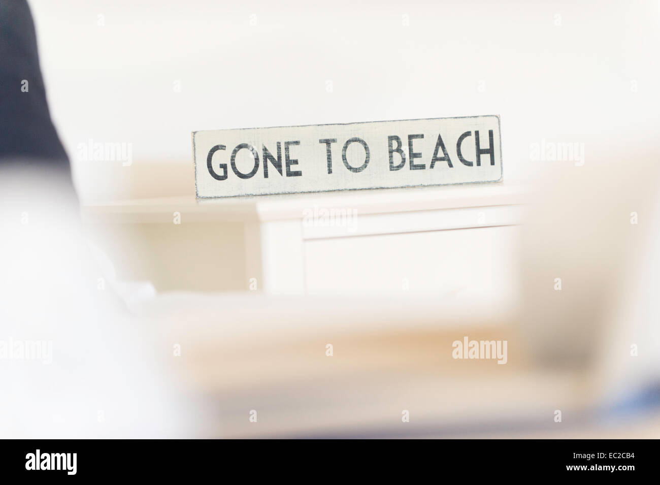 Gone to beach sign Stock Photo - Alamy