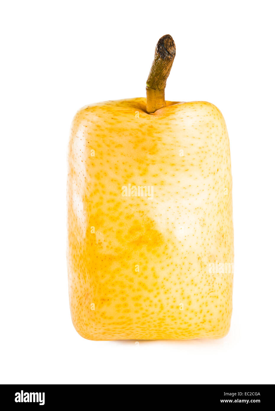 Square (cube) yellow pear on a white background representing ...