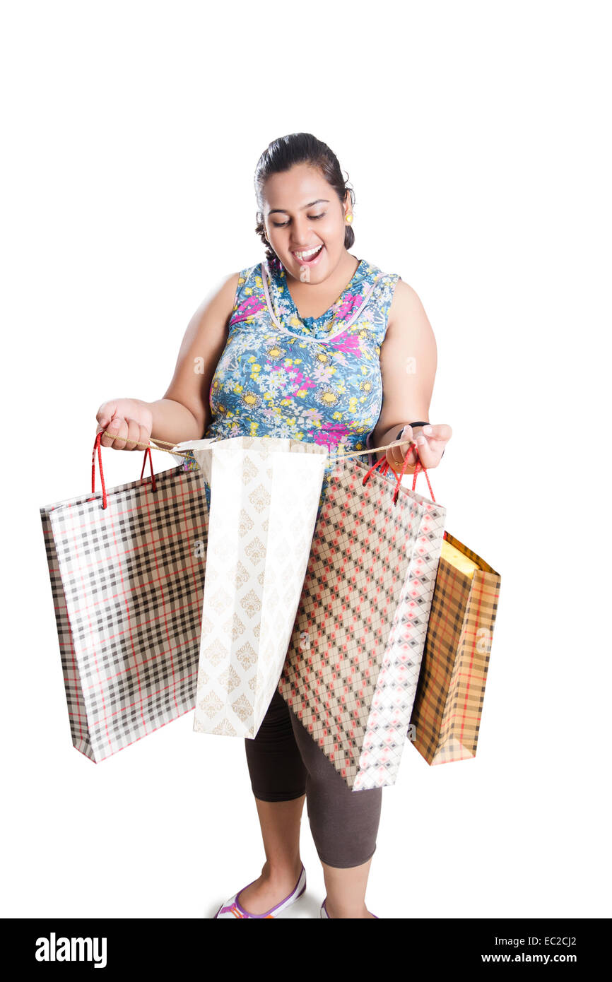 indian Obese Lady Abundance shopping Stock Photo - Alamy
