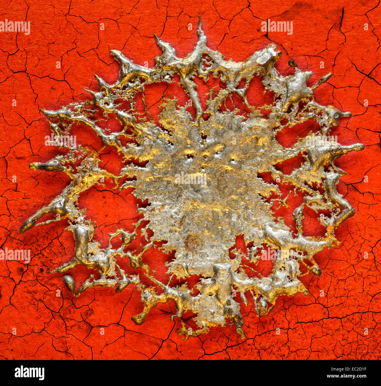 Metal drop splash in hardened state Stock Photo - Alamy