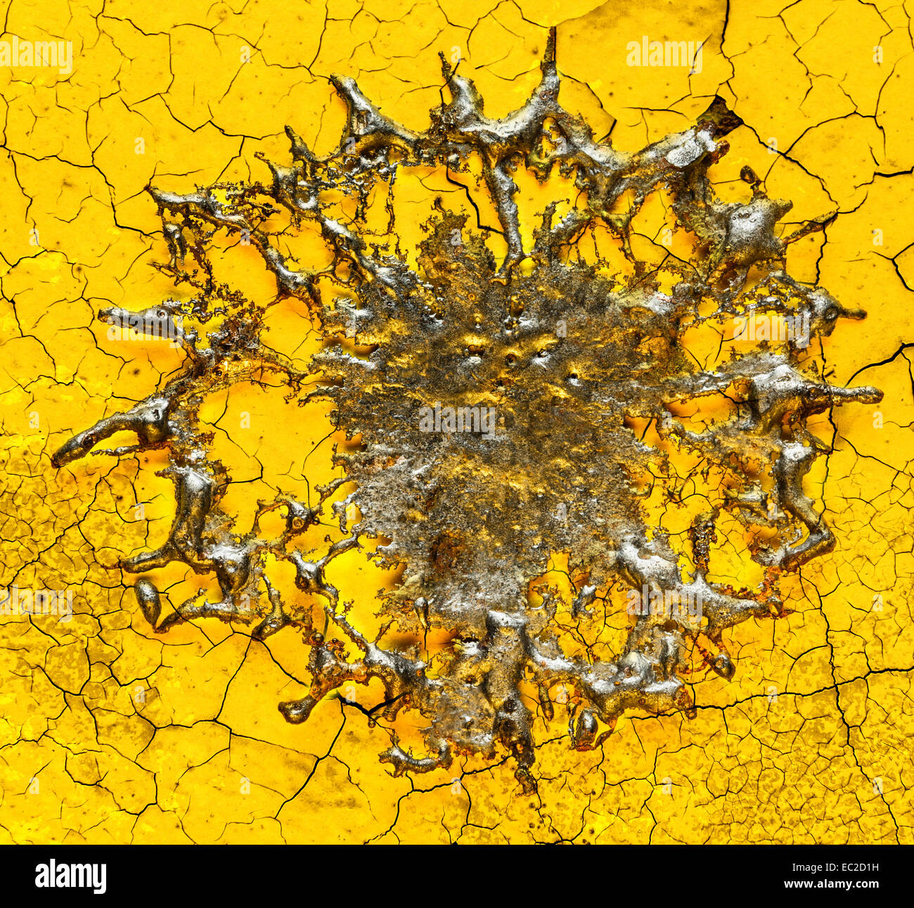 Metal drop splash in hardened state Stock Photo - Alamy