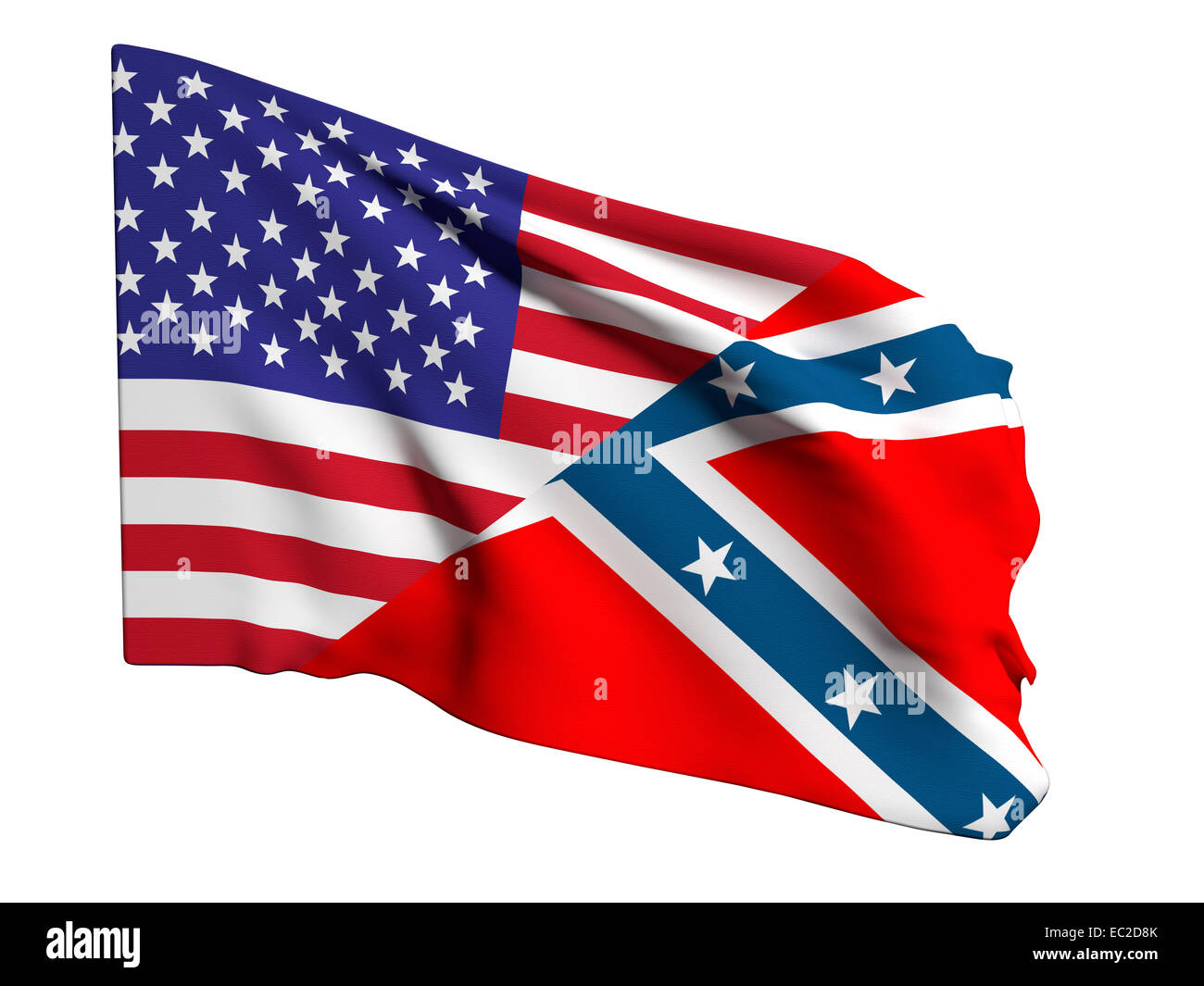Union And Confederate Flags Together