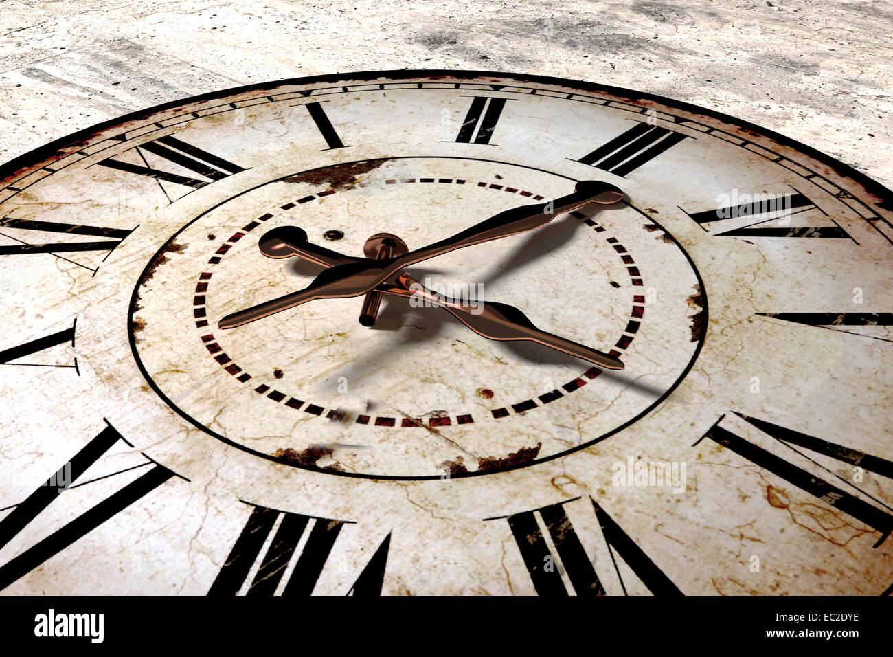 3d design of a strange antique clock Stock Photo - Alamy