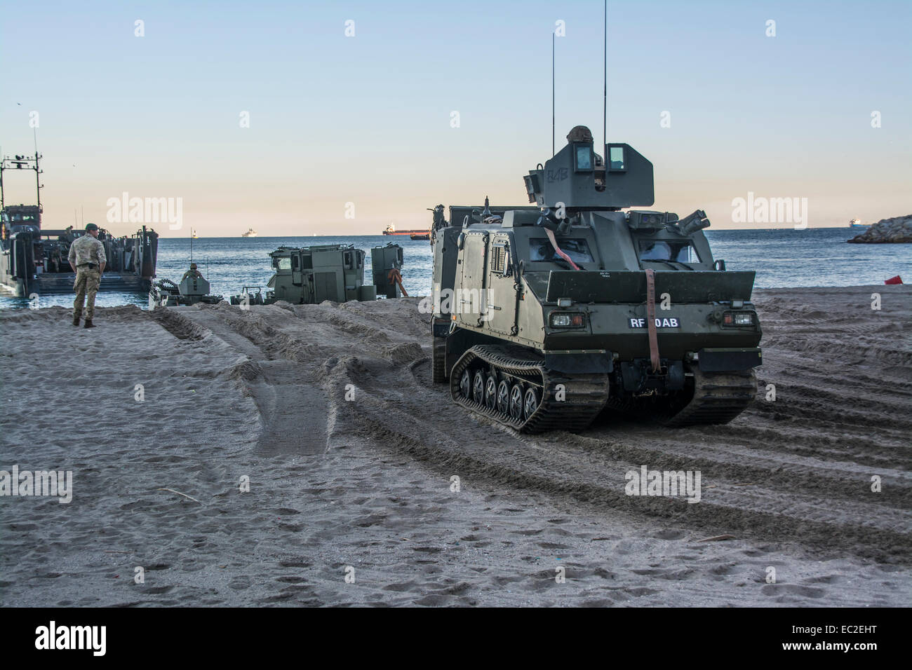 Gibraltar. 8th December, 2014. Pictured heavy vehicles, tanks and ...