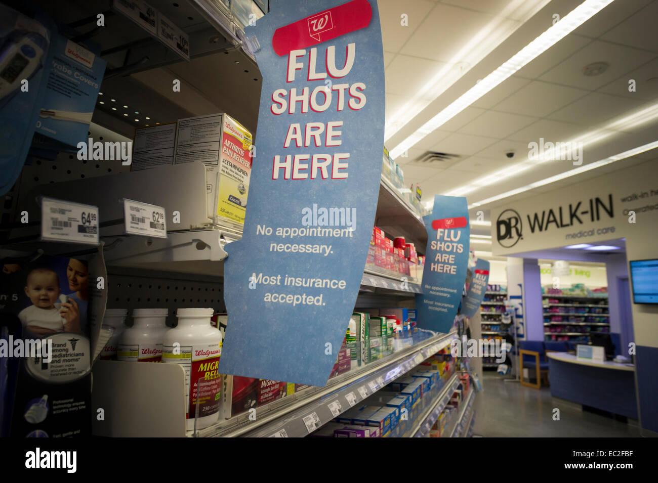 A sign inside a Duane Reade/Walgreens drugstore in New York on Friday ...