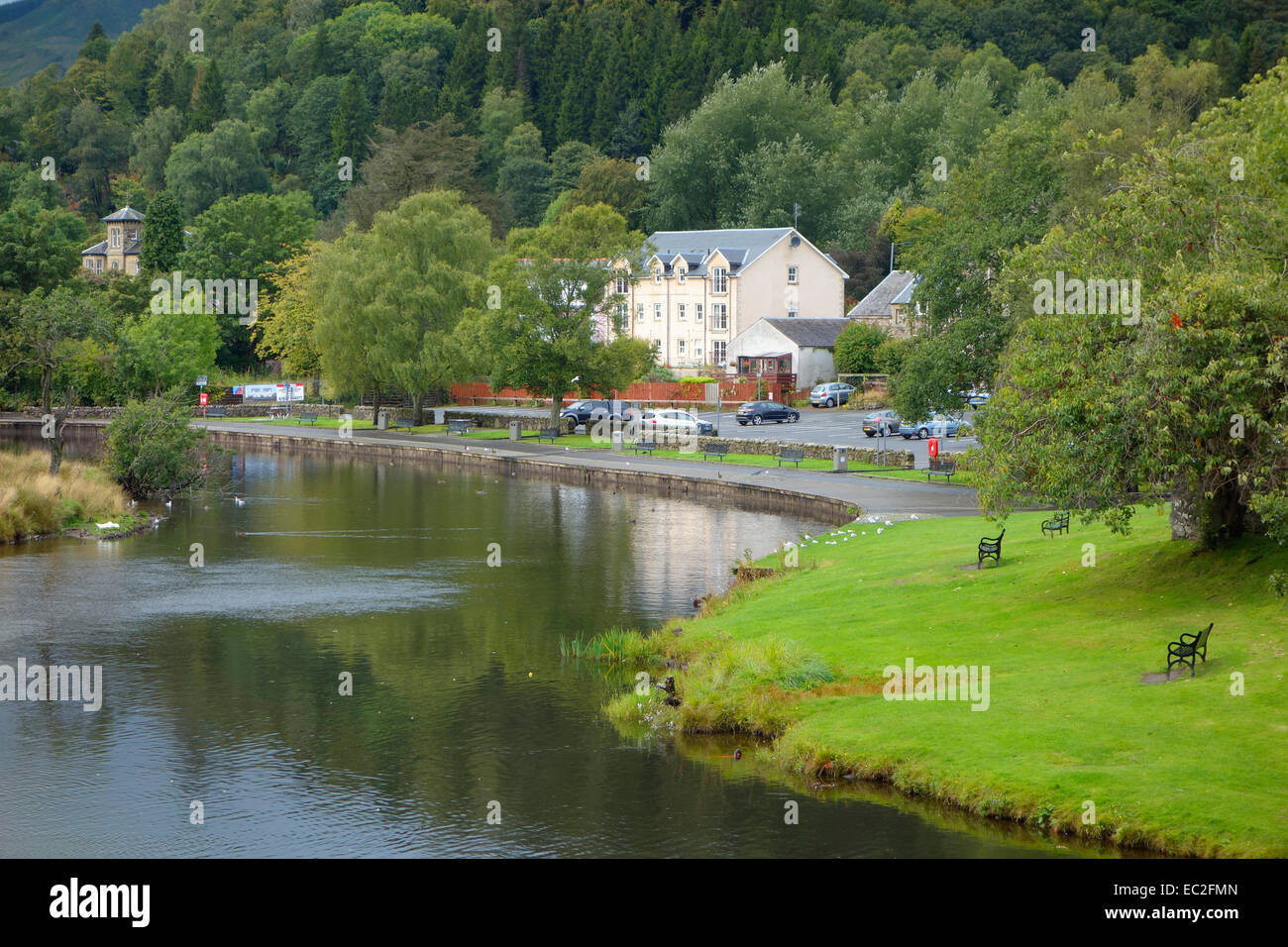 River Teith and The Meadows, Callander, Trossachs, Stirlingshire ...