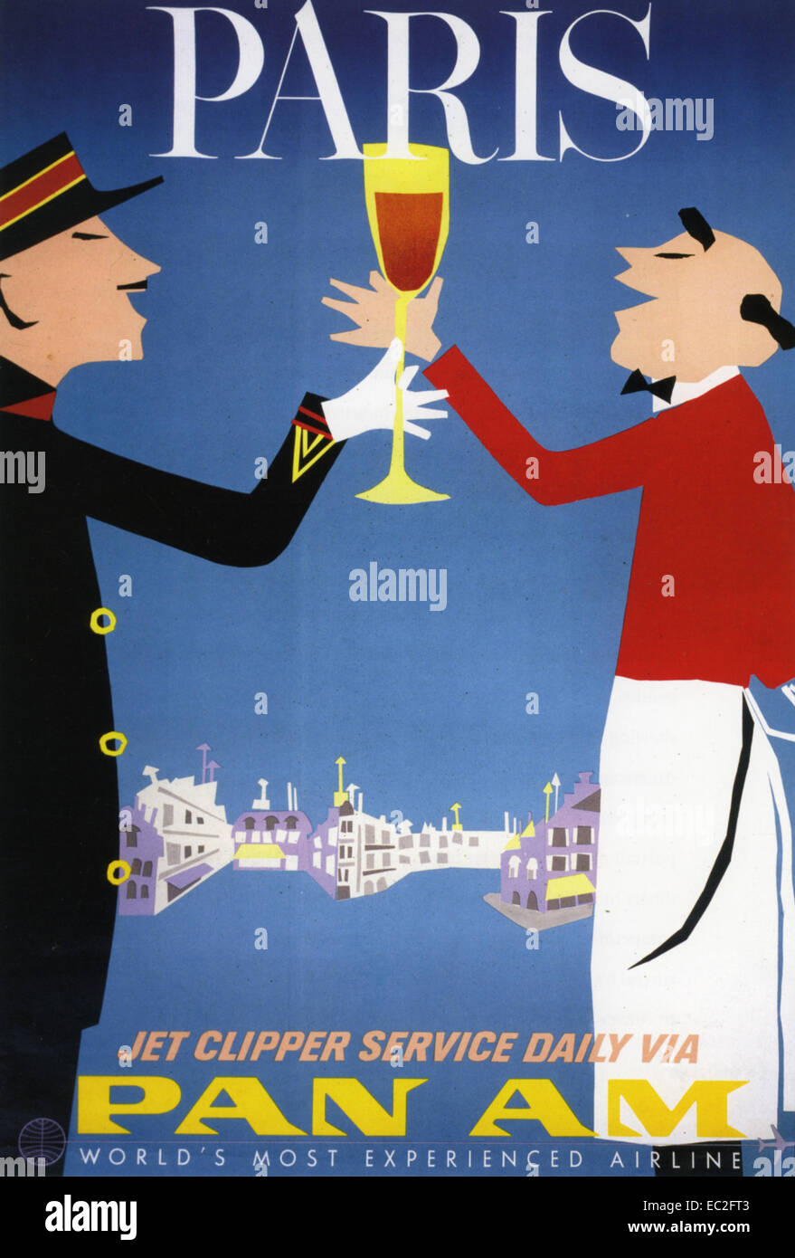 PAN AM poster 1963 advertising flights to Paris Stock Photo - Alamy