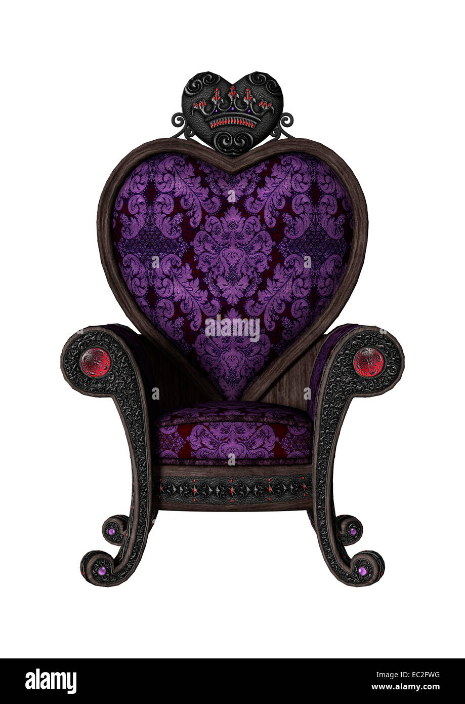 3D digital render of a purple fairytale throne isolated on white ...