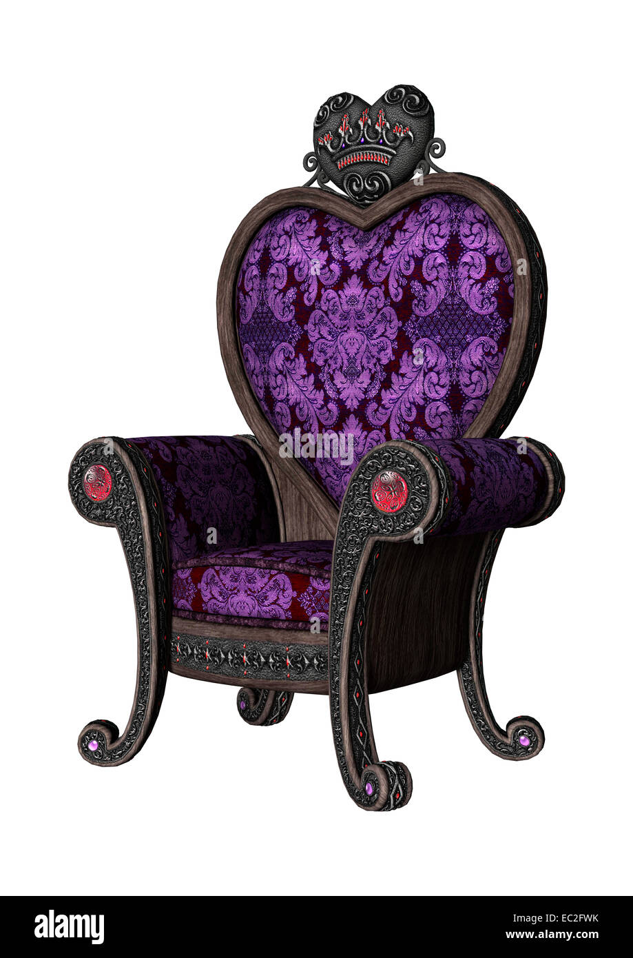 3D digital render of a purple fairytale throne isolated on white ...