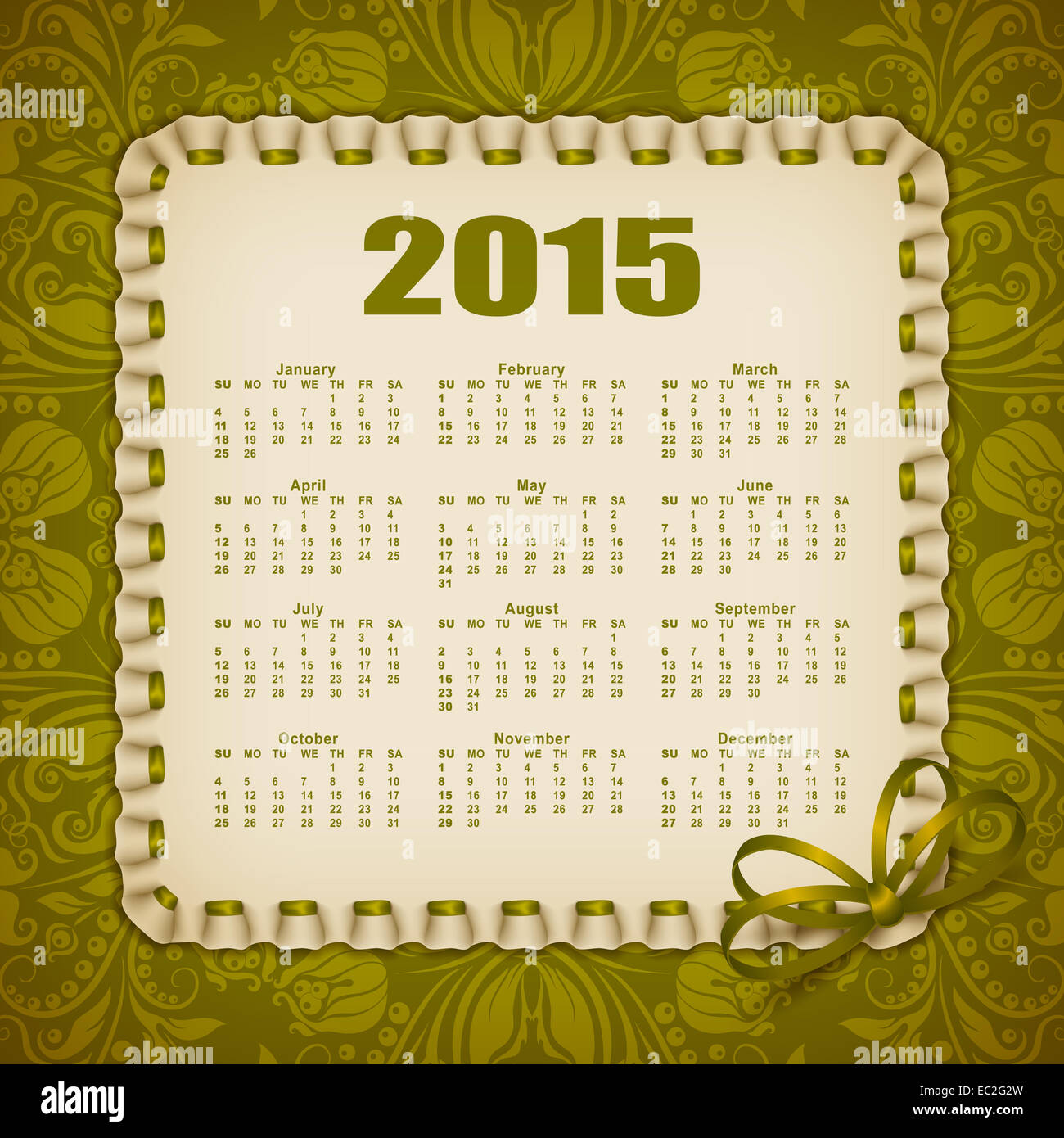 Elegant template of calendar Stock Photo - Alamy