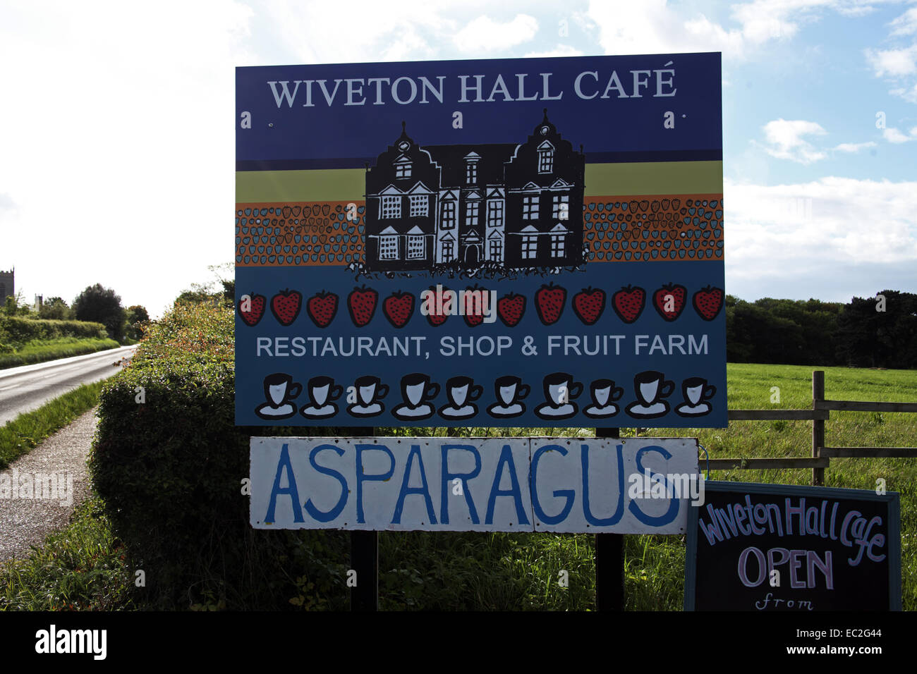 Colourful signs at Wiveton Hall Farm, Blakeney, Norfolk Stock Photo - Alamy