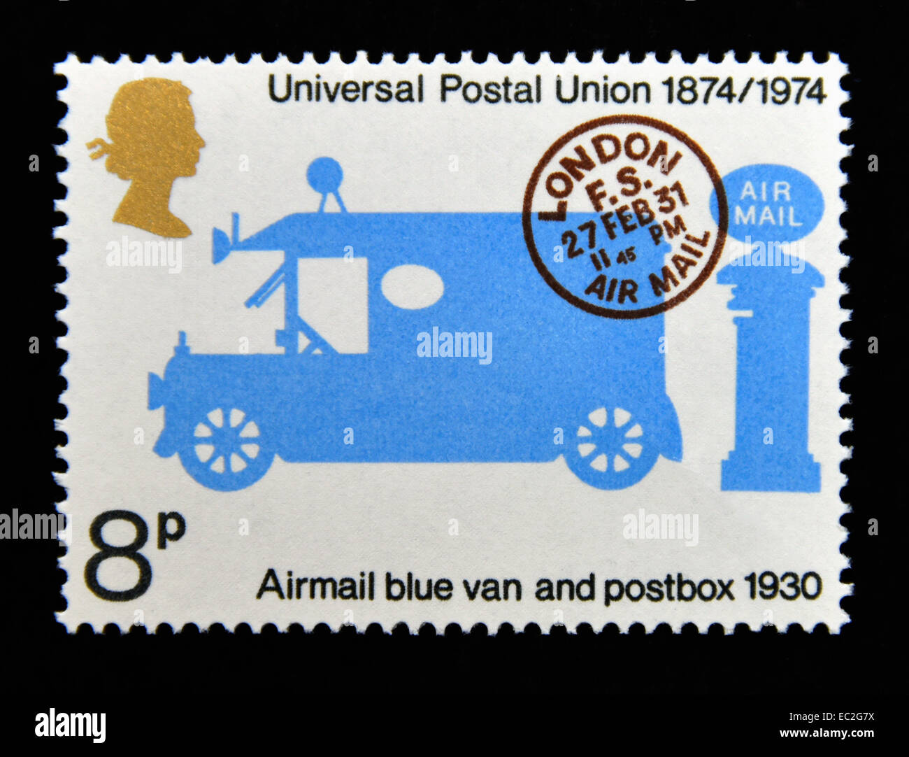 Postage stamp. Great Britain. Queen Elizabeth II. 1974.Centenary of ...