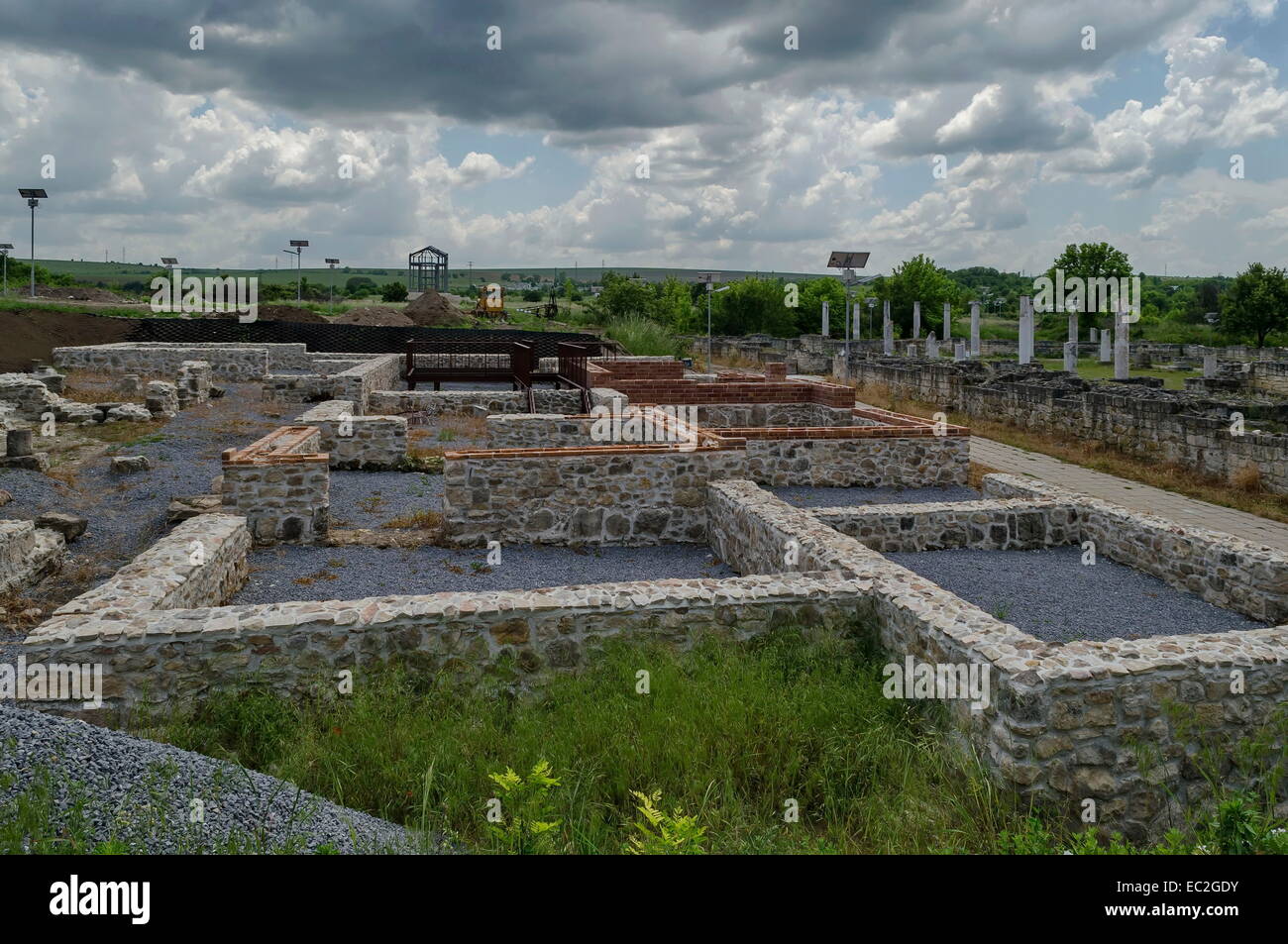 Ancient Roman town peristyle complex Abritus near to present town ...