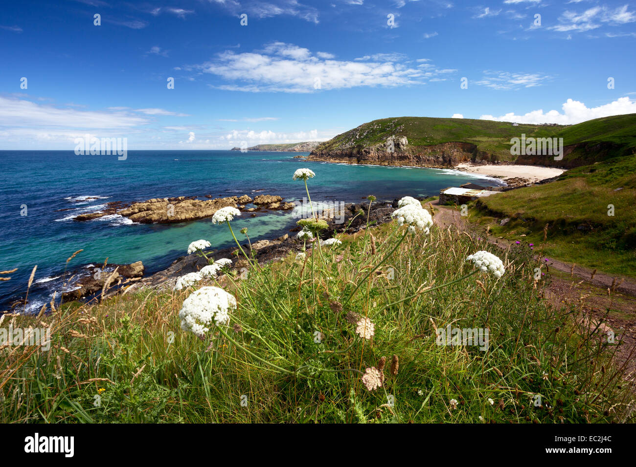 Portheras Cove in summer Cornwall Uk Stock Photo - Alamy