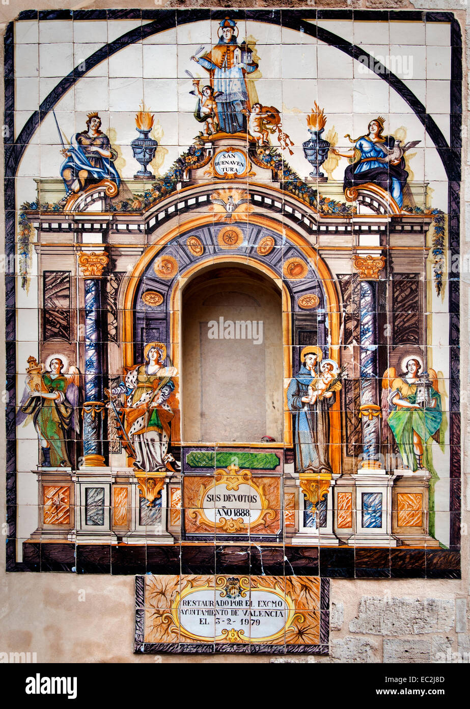 Cathedral Church Valencia Old City Town Spain Spanish tiles Stock Photo ...