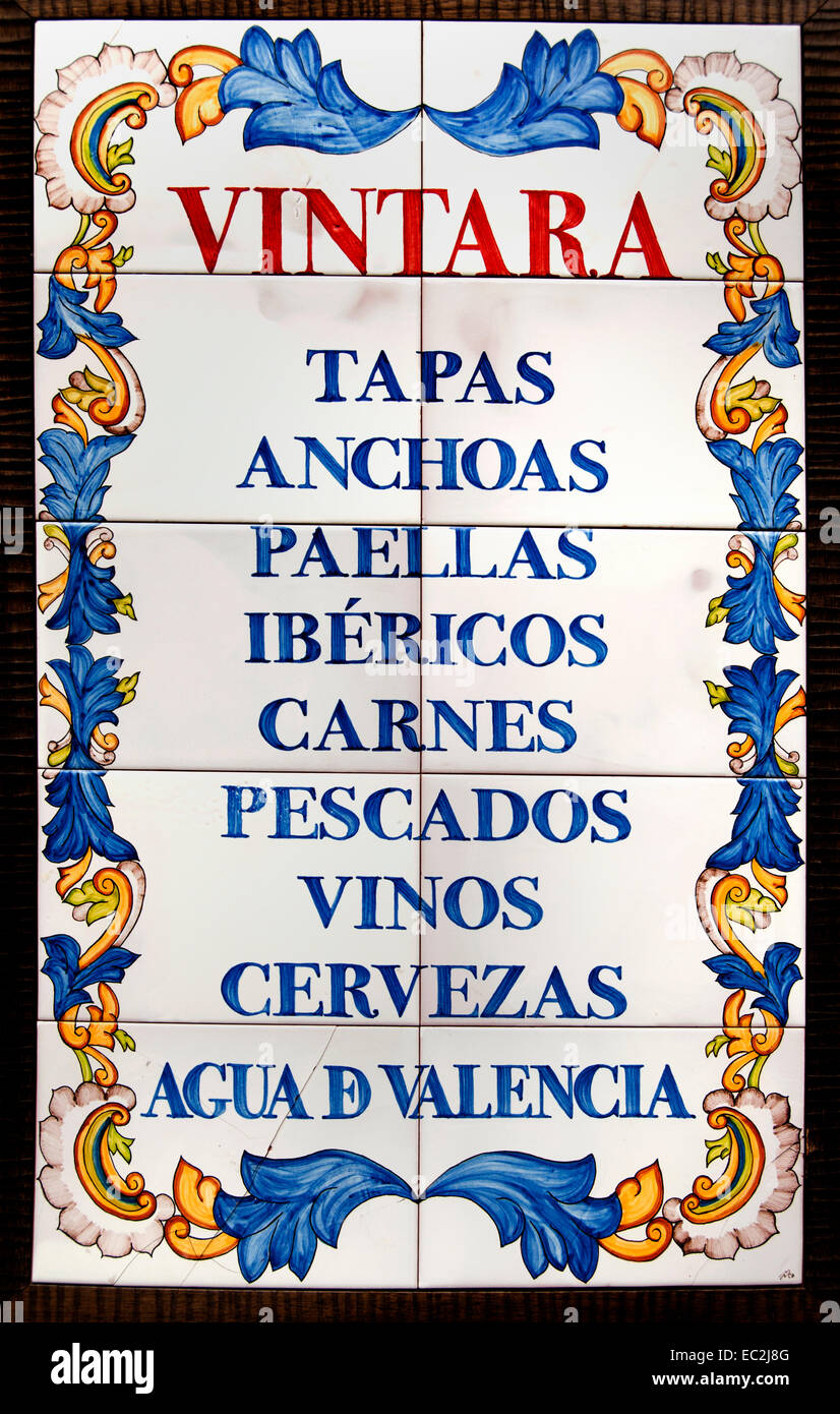 Valencia Old Town City Center Spain Spanish Restaurant Vintara Menu ...