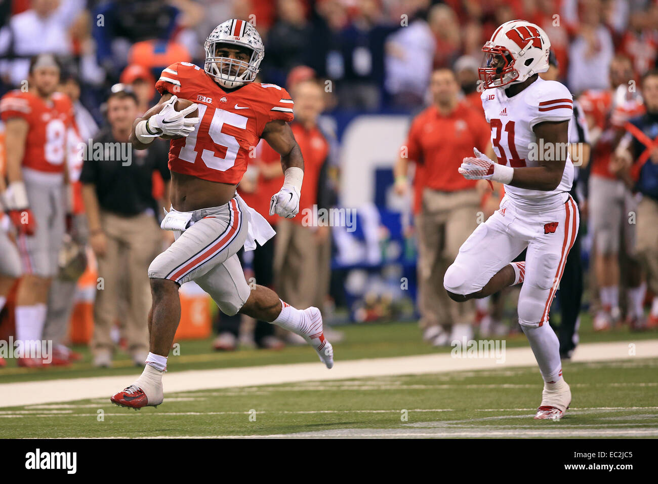 Indianapolis, IN, USA. 06th Dec, 2014. Ohio State Buckeyes running back ...
